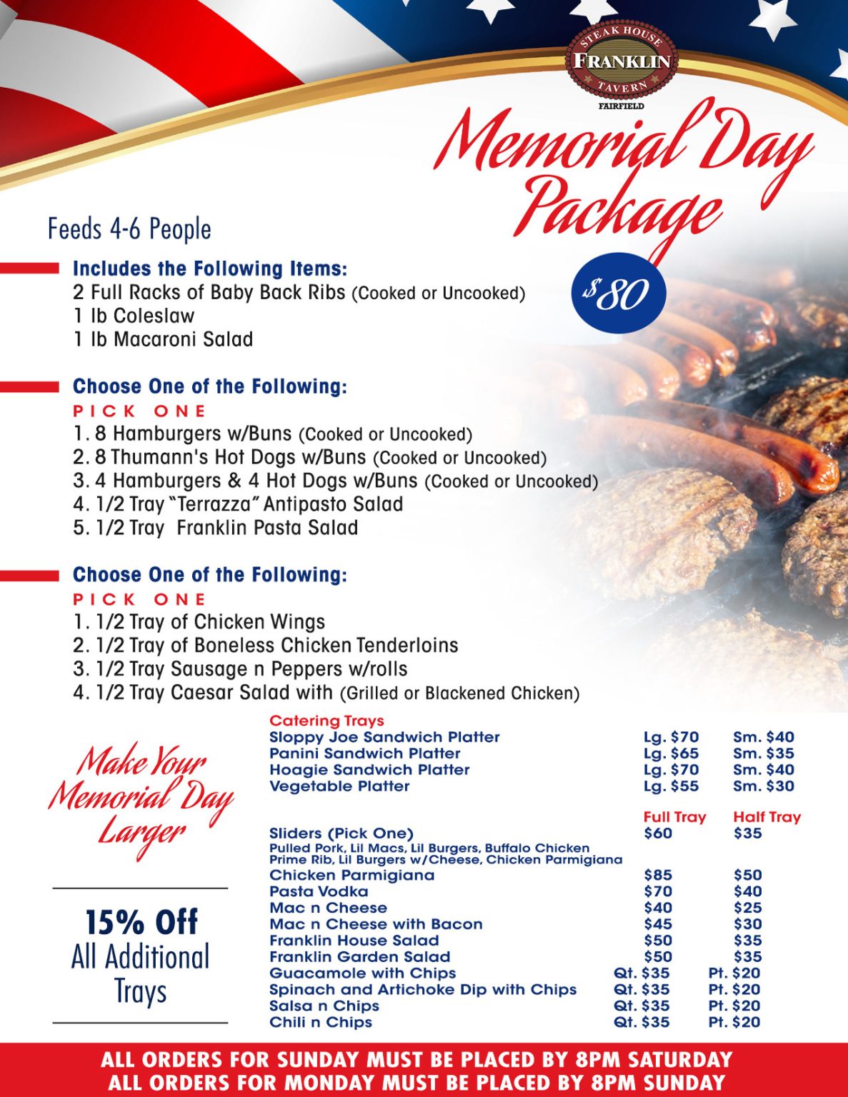Memorial Day Special Menu - Franklin Steakhouse and Tavern