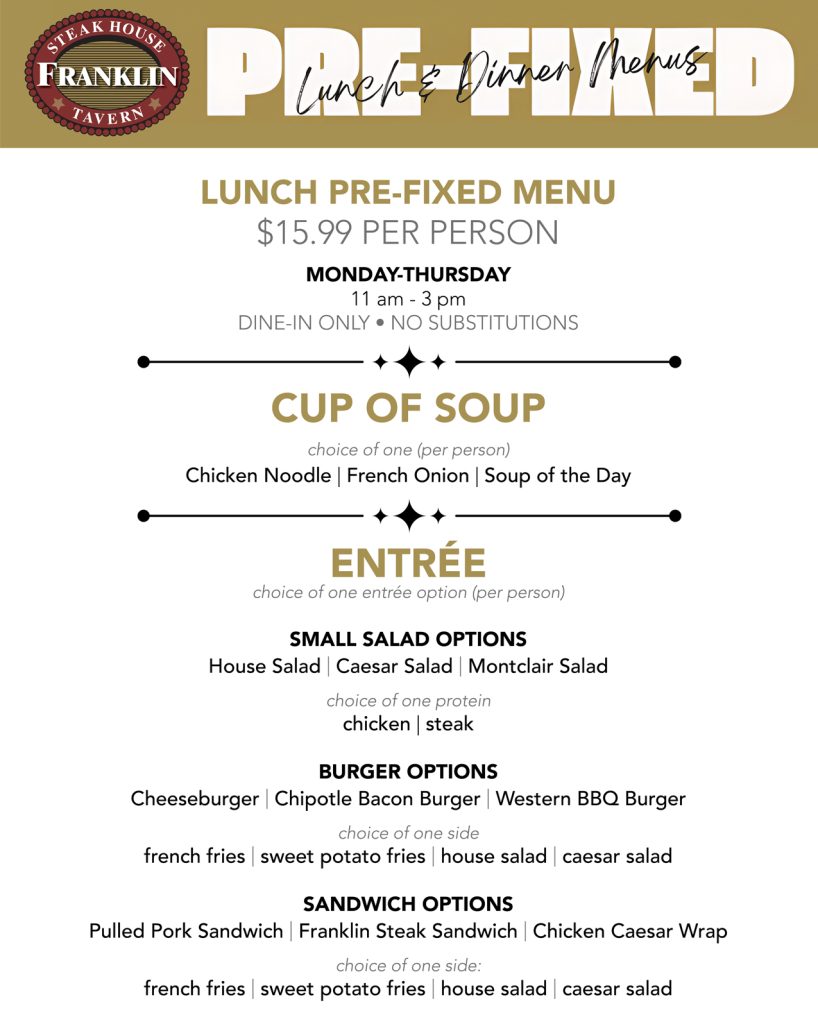 PRE-FIXED Menu - Franklin Steakhouse and Tavern